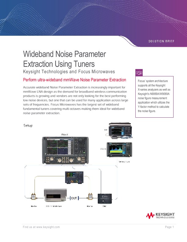 Wideband Noise Parameter Extraction Using Tuners PDF Asset Page | Keysight
